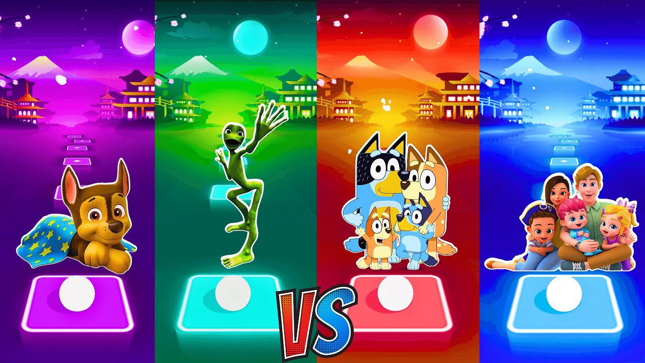 Paw Patrol VS Alien Dance VS Bluey VS Bebefinn | Tiles Hop - YouTube