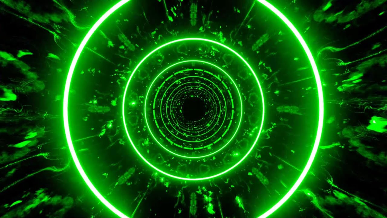 🟢 Écran de Veille 4K – Tunnel Circulaire Néon Vert avec Texture Fluide ...
