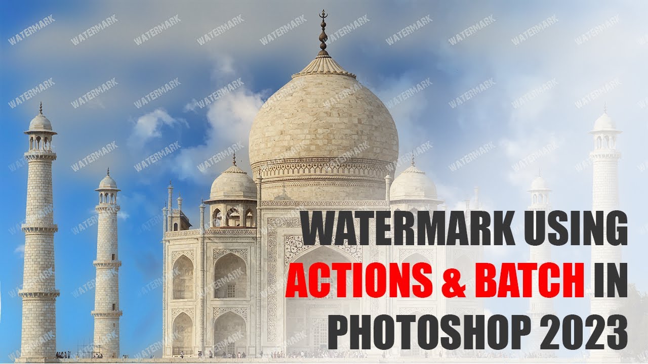 Watermark on Multiple Images - Photoshop 2023 Actions & Batch Tutorial in Hindi. - YouTube
