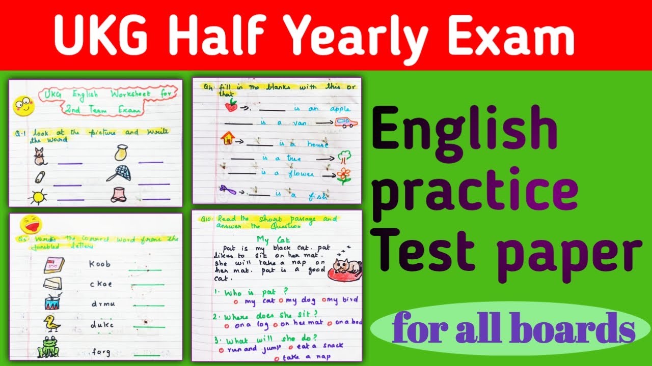 UKG/SR.KG english 2nd term sample test paper/skg english half yearly ...