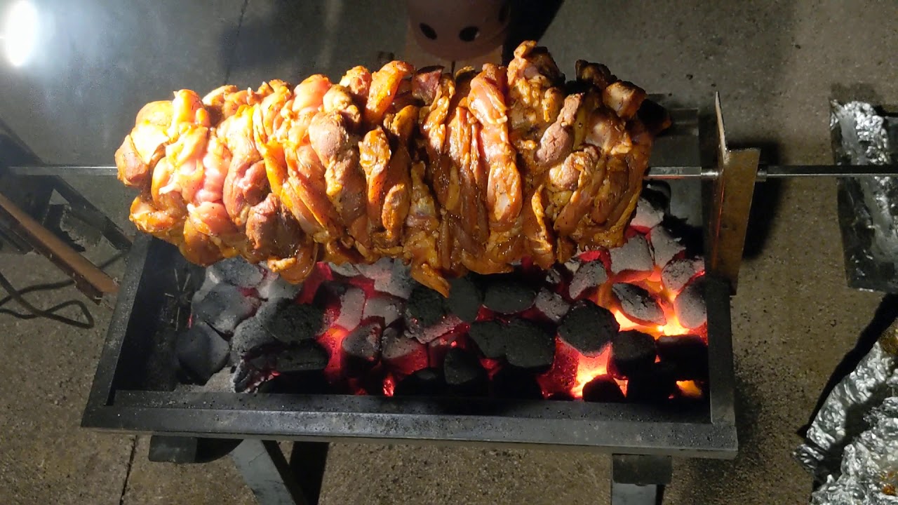 lamb & chicken spit roast - YouTube