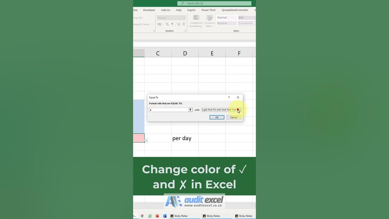 Auto Change The Color Of Tick And Cross In Excel YouTube auto-change-the-color-of-tick-and-cross-in-excel-youtube