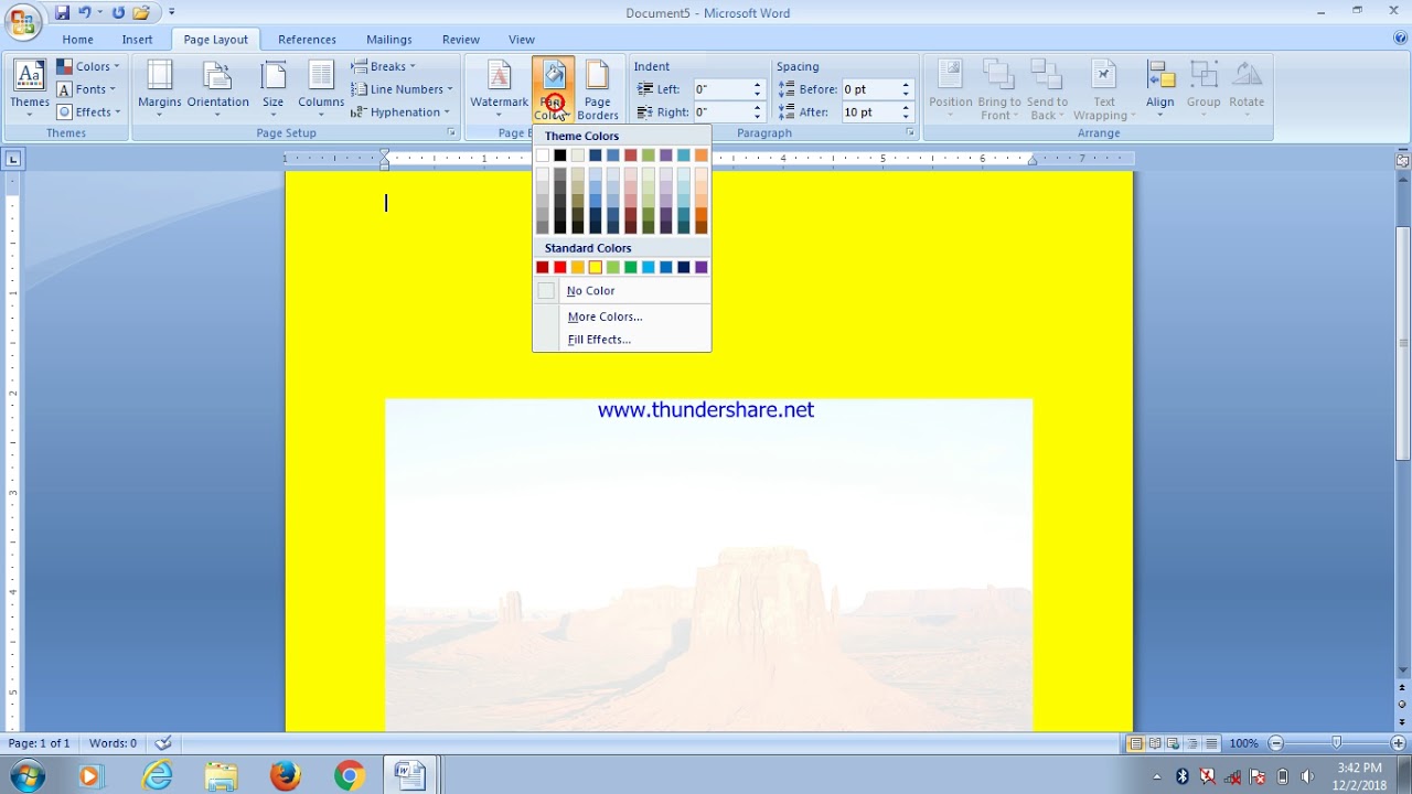 MS Word page layout page background - YouTube