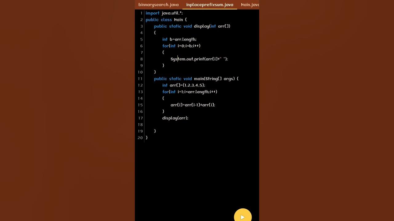 In place prefix sum #prefixsum #javaprogramming #java #shortvideo #shorts #ytshort - YouTube