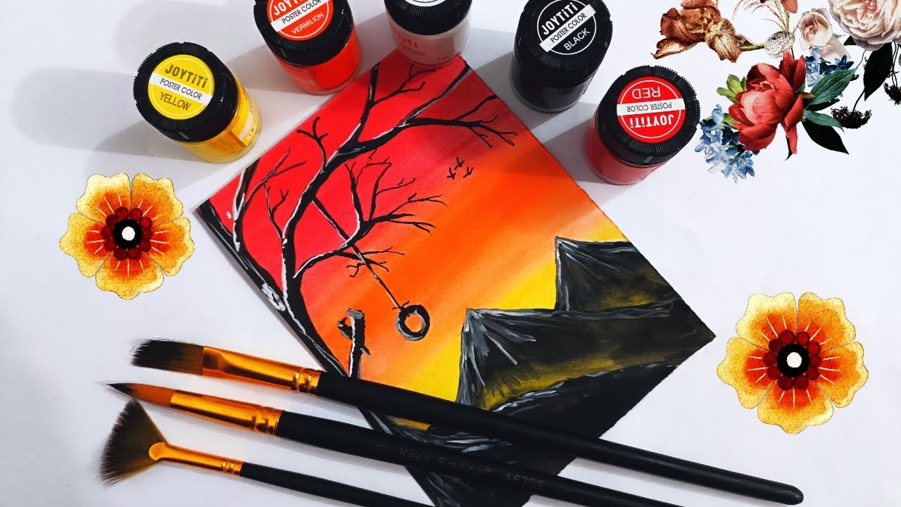 Poster Colour Painting | Poster Colour Drawing Tutorial | Acrylic ...