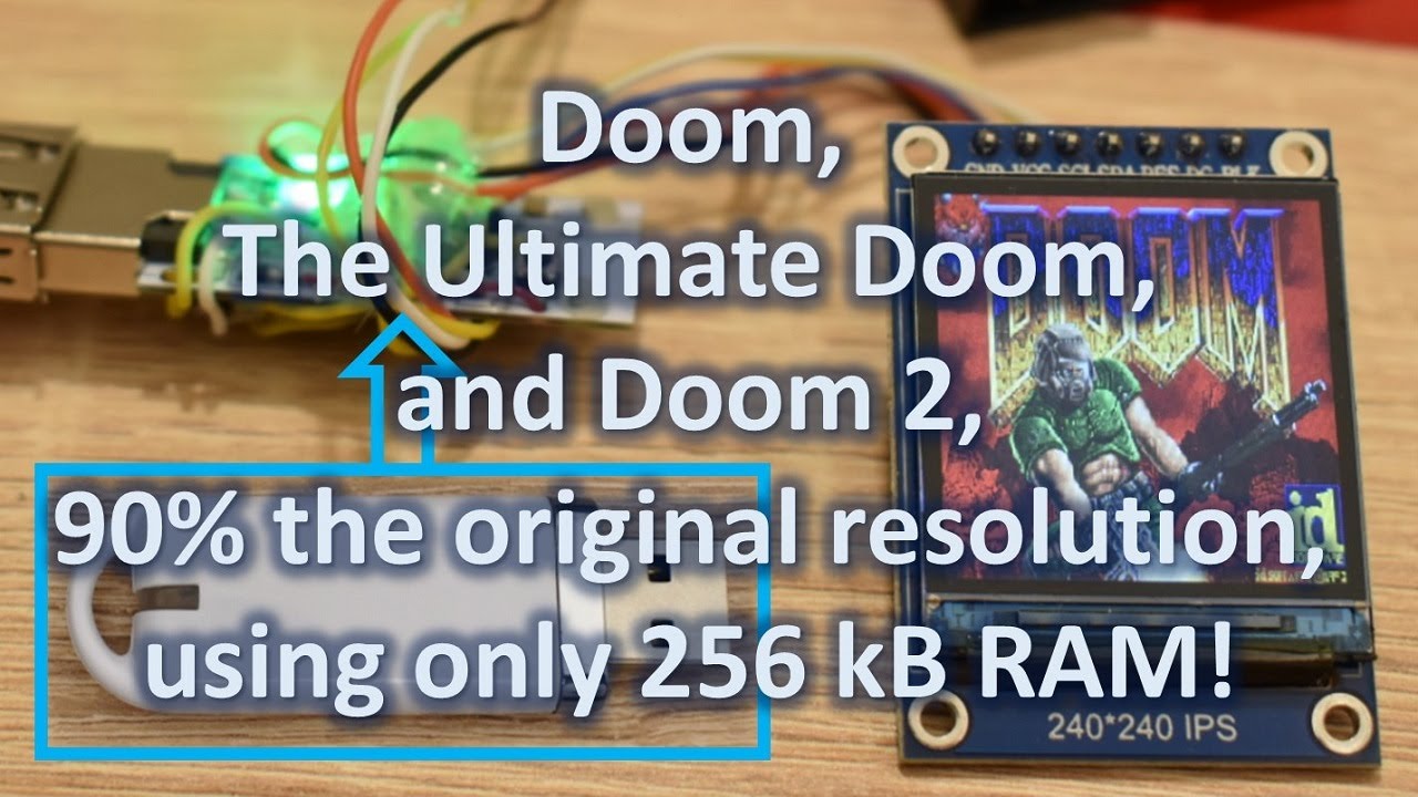 Doom running on a modified nRF52840-based USB Bluetooth LE dongle - YouTube