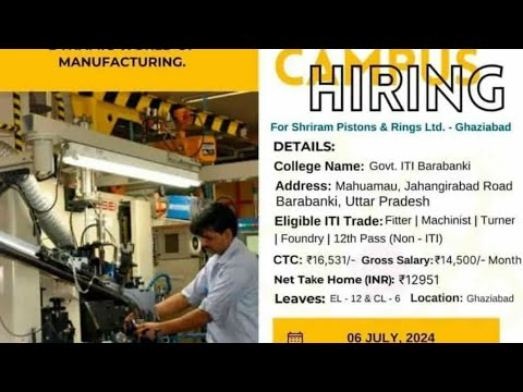 Barabanki UP me Job Fair 6 July 2024 at Government ITI Barabanki UP # ...