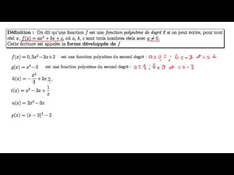01 - Fonctions polynôme du second degré : définition. - YouTube