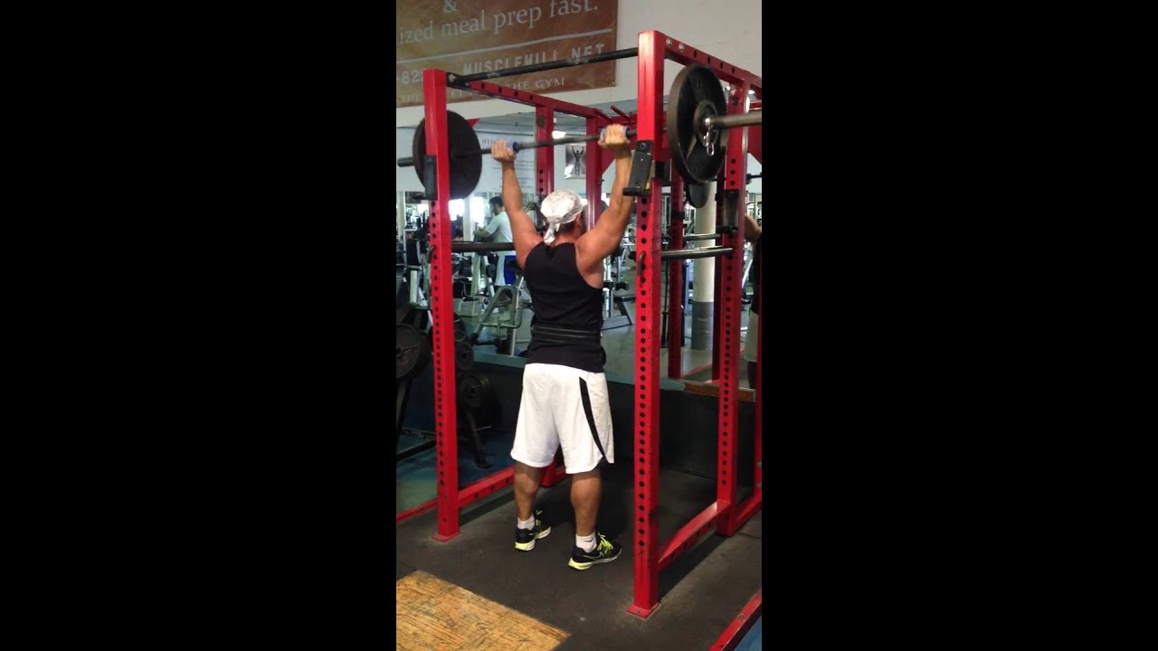 Power rack training - thick bar rack shoulder press standing - YouTube
