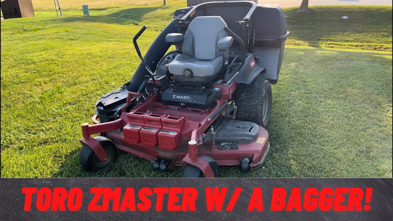 Toro ZMaster Bagging System - Mowing a Open Lot - YouTube