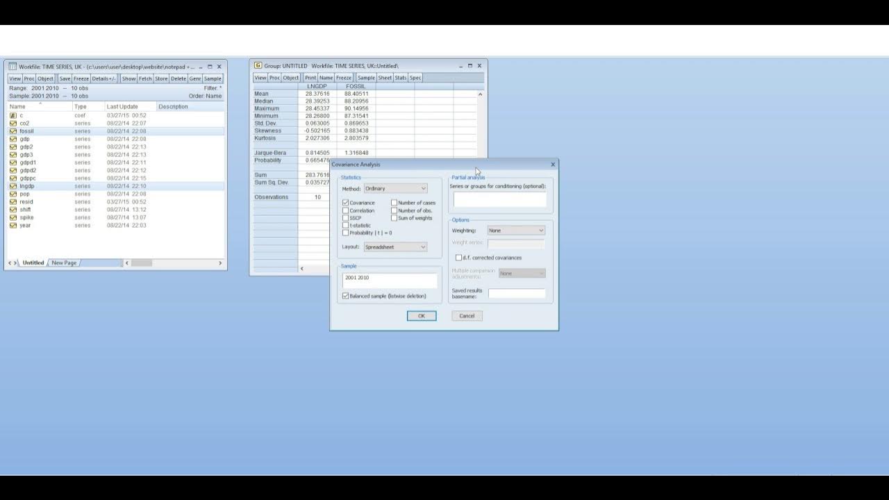 Eviews Tutorial: Episode 5 - Descriptive Statistics and Hypothesis ...