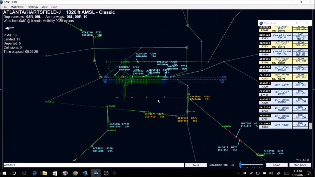 Controlling Atlanta (KATL) Global ATC Sim - YouTube