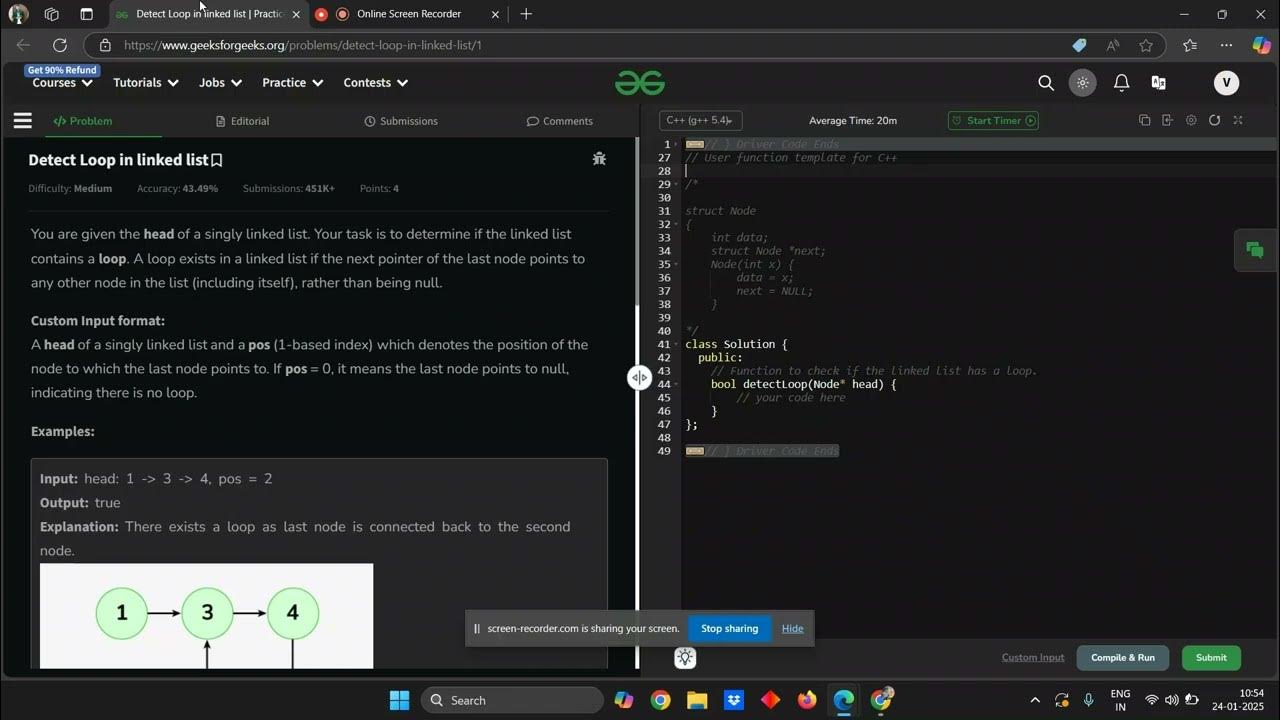 Detect Loop in Linked list GFG POTD (24 JANUARY 2025) - YouTube