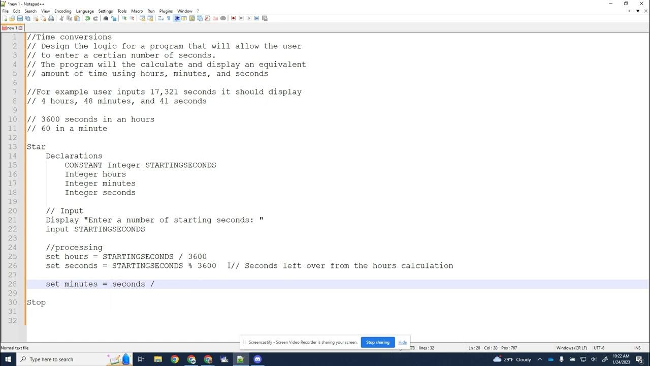 Time Conversion Example Pseudocode Youtube