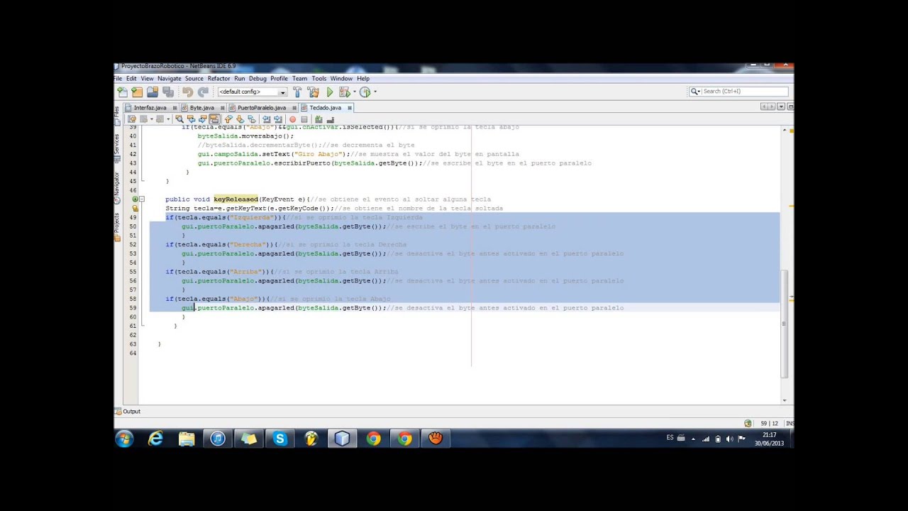 Comunicacion de JAVA (NetBeans) con el Puerto Paralelo (Brazo Robotico ...