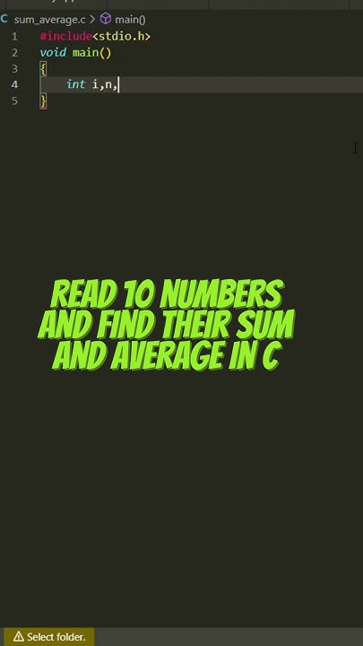 Readng 10 numbers and find their sum and average IN C - YouTube