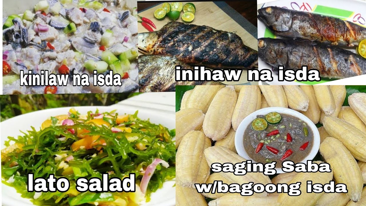 Mukbang kinilaw na isda lato salad inihaw na isda at saging Saba w ...