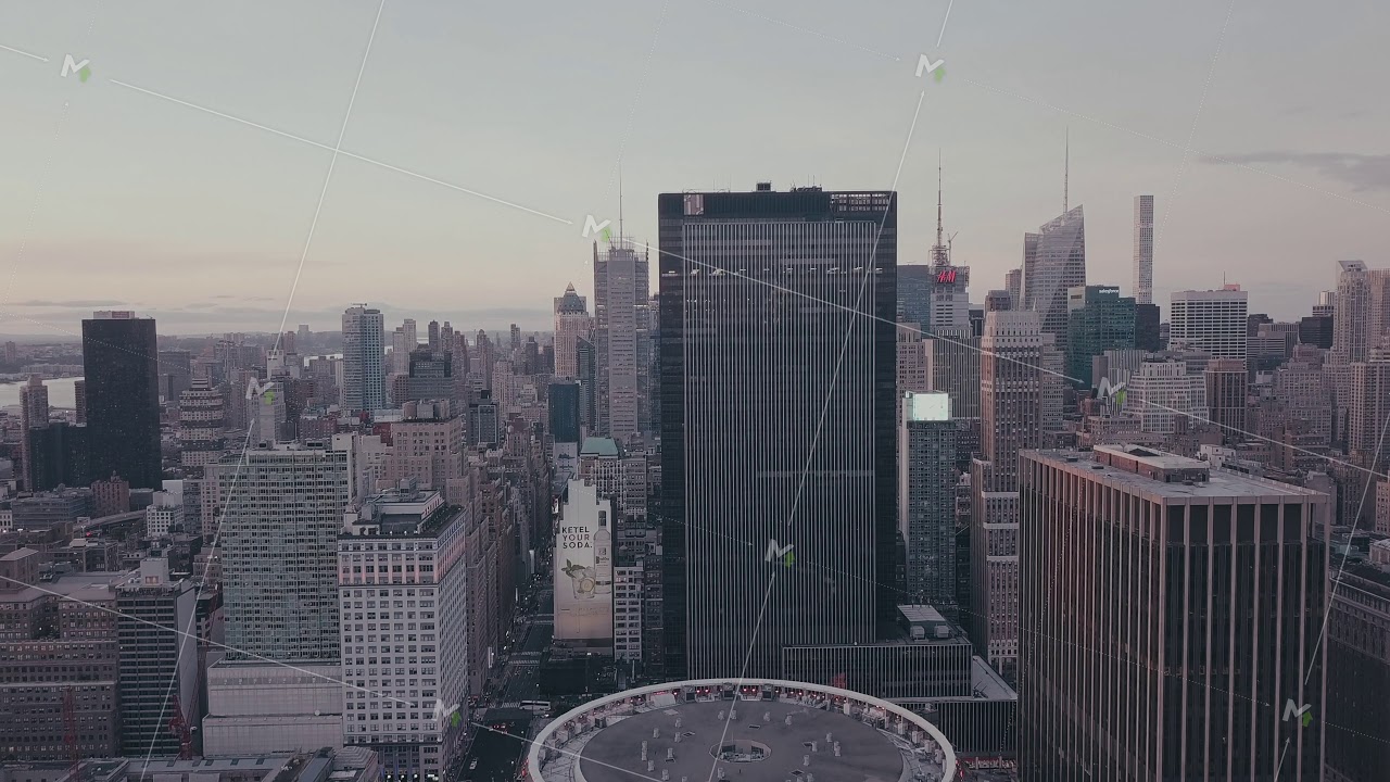 AERIAL: Flight right over Staples Center in Midtown Manhattan, New York ...