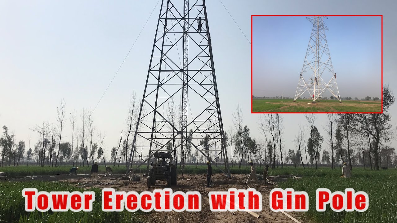 Tower Erection with Gin Pole - YouTube