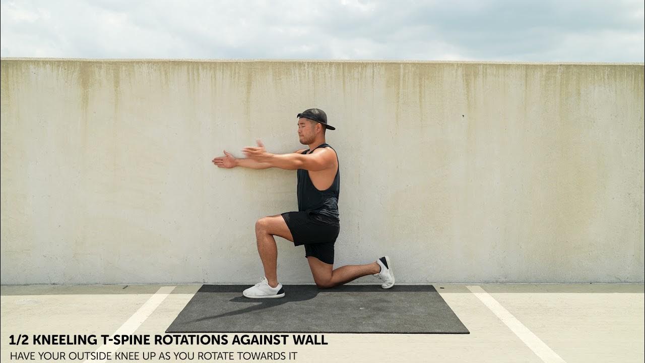1 2 Kneeling T Spine Rotations Against Wall Youtube