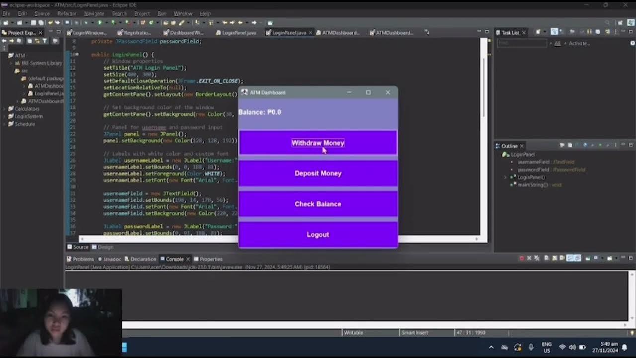 Automated Telling Machine (ATM) using GUI - YouTube