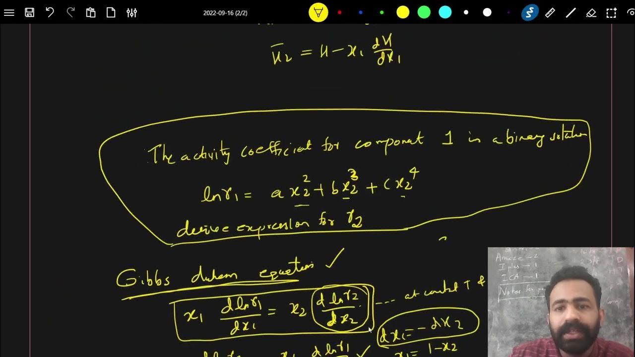 Activity coefficient expression derivation by using Gibbs duhem equation# thermodynamics #gate # ...