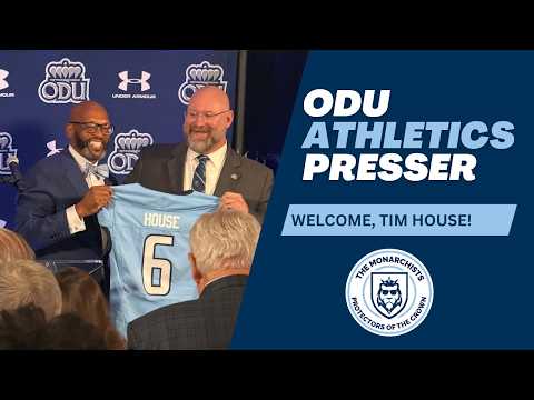Tim House, new Director of Athletics for ODU, talks with the media
