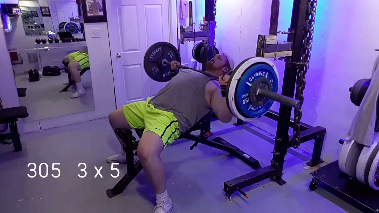 305 3x5 inclined bench press - YouTube