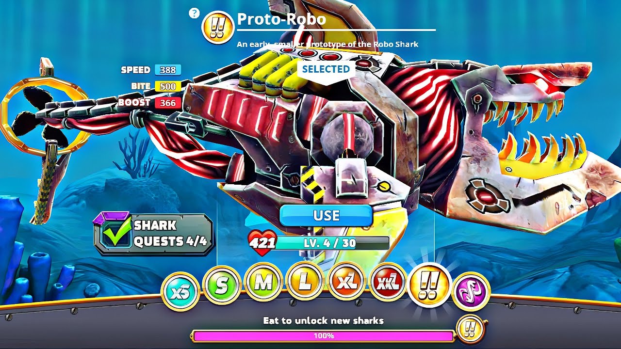 Hungry Shark World || Proto-Robo Shark Unlocked || New Robo Shark Proto ...