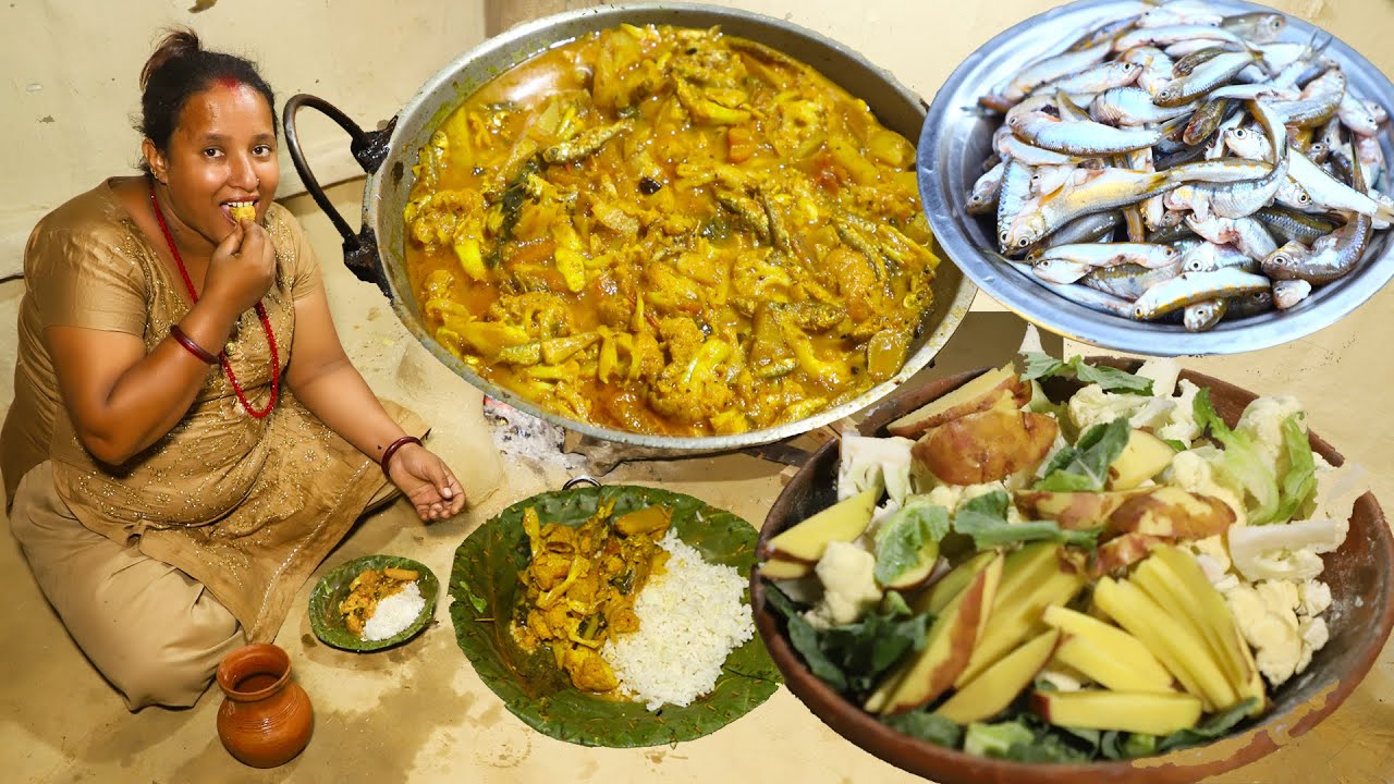 Small Fish Recipe With Cauliflower || Fish & Cauliflower Cooking And ...