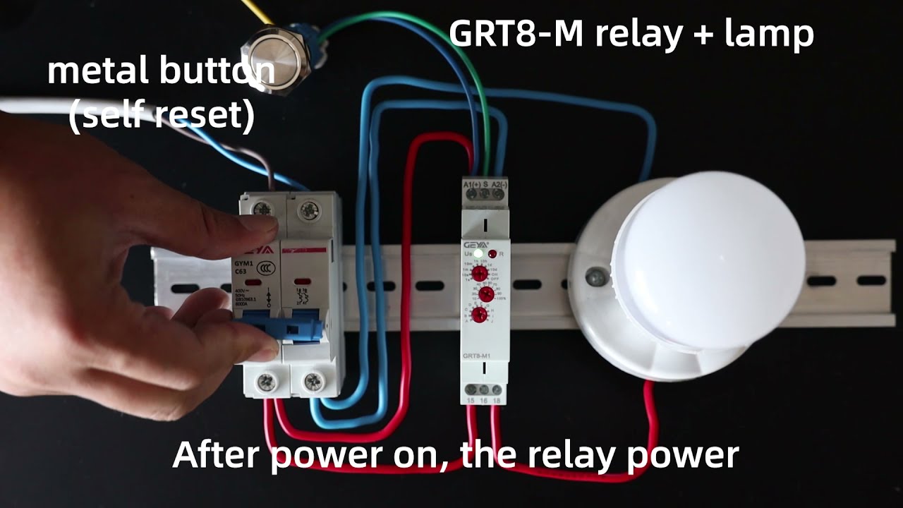 How to use relay and circuit breaker to control a bulb self-reset - YouTube