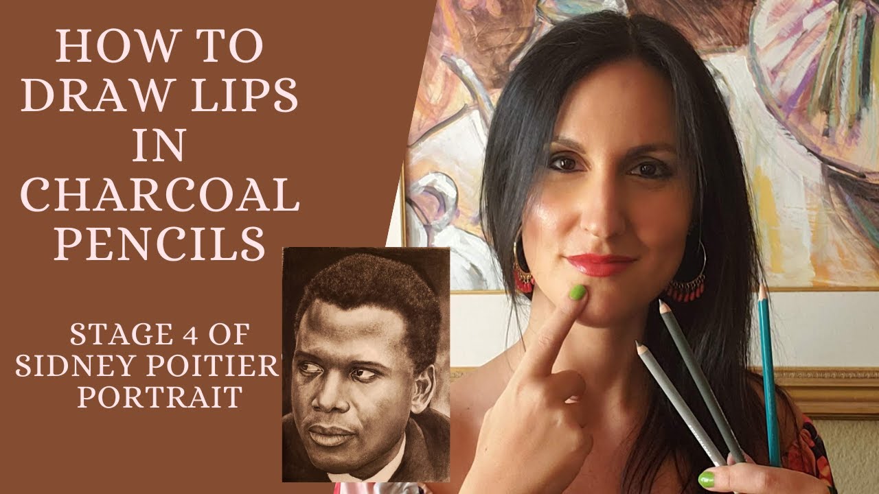 How to Draw Lips- In Charcoal Pencils - YouTube