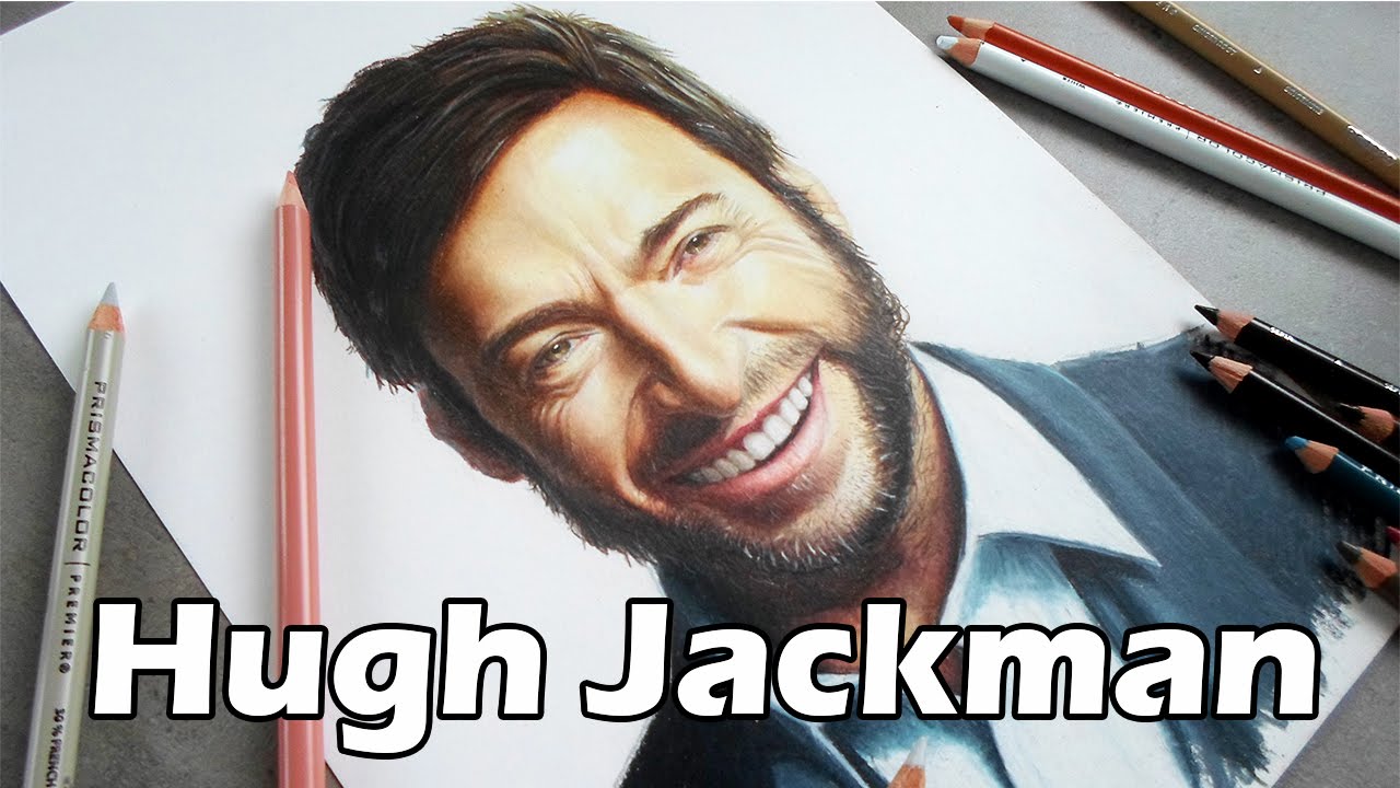 Drawing Hugh Jackman - realistic portrait with Prismacolor Premier ...