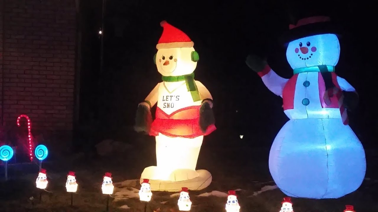 Dancing Inflatable Cheerleader Snowman! - YouTube