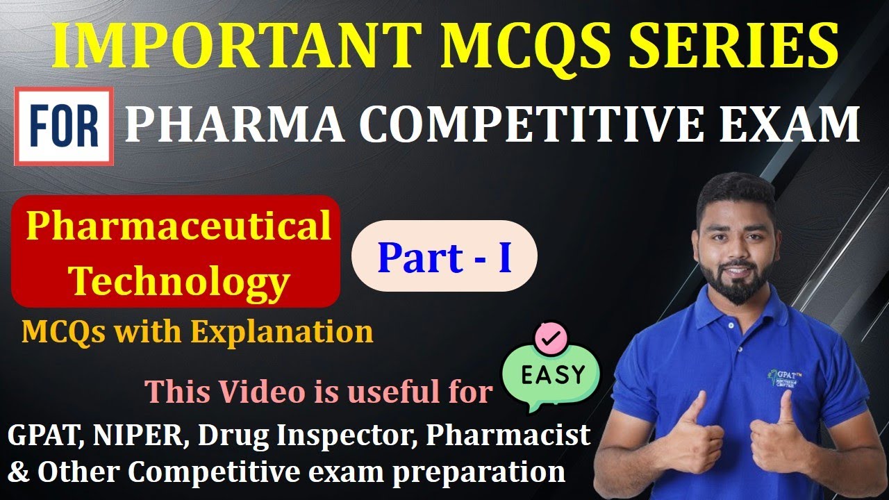 Pharmaceutical technology- L-1 Important MCQs for competitive exams preparation #pharmaceutics # ...