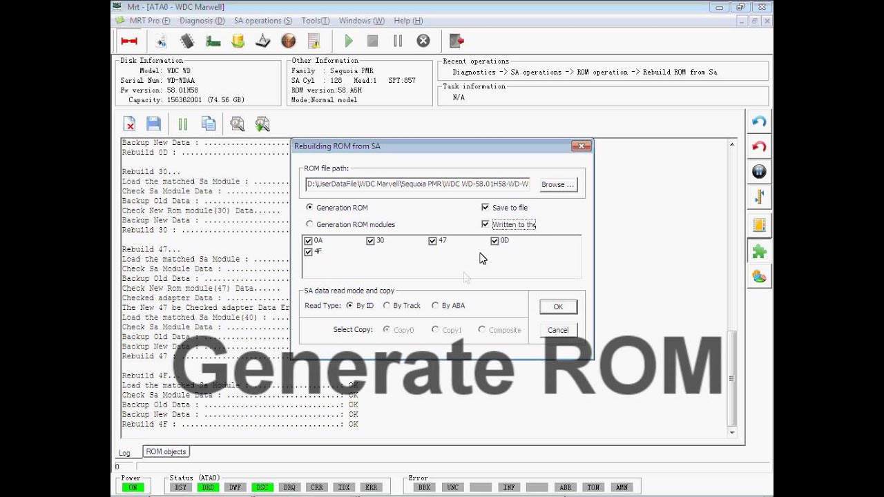How to use MRT Pro to rebuild ROM Modules on Western Digital HDD - YouTube