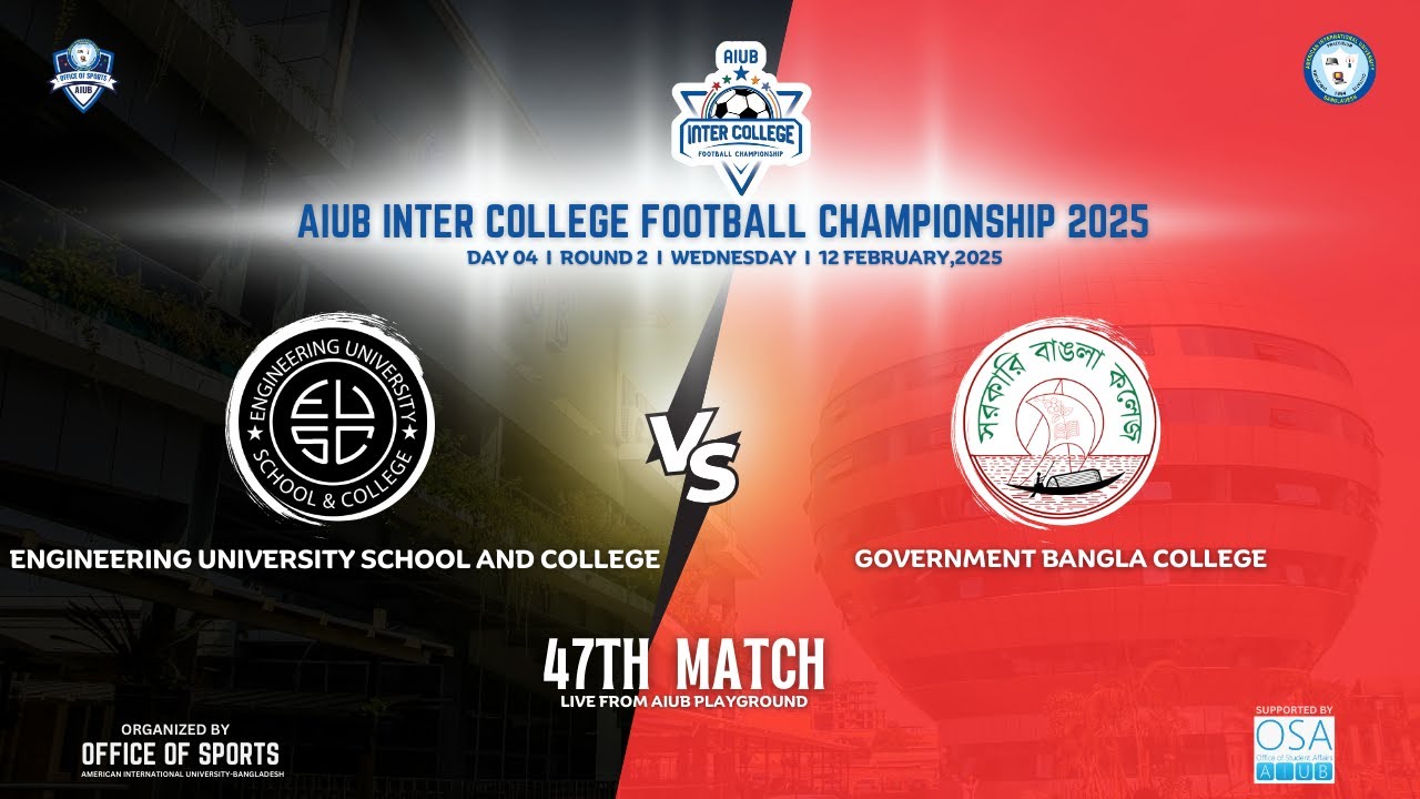 AIUB Inter College Football Championship 2025 | ENG. UNIVERSITY COLLEGE VS GOVT BANGLA COLLEGE ...