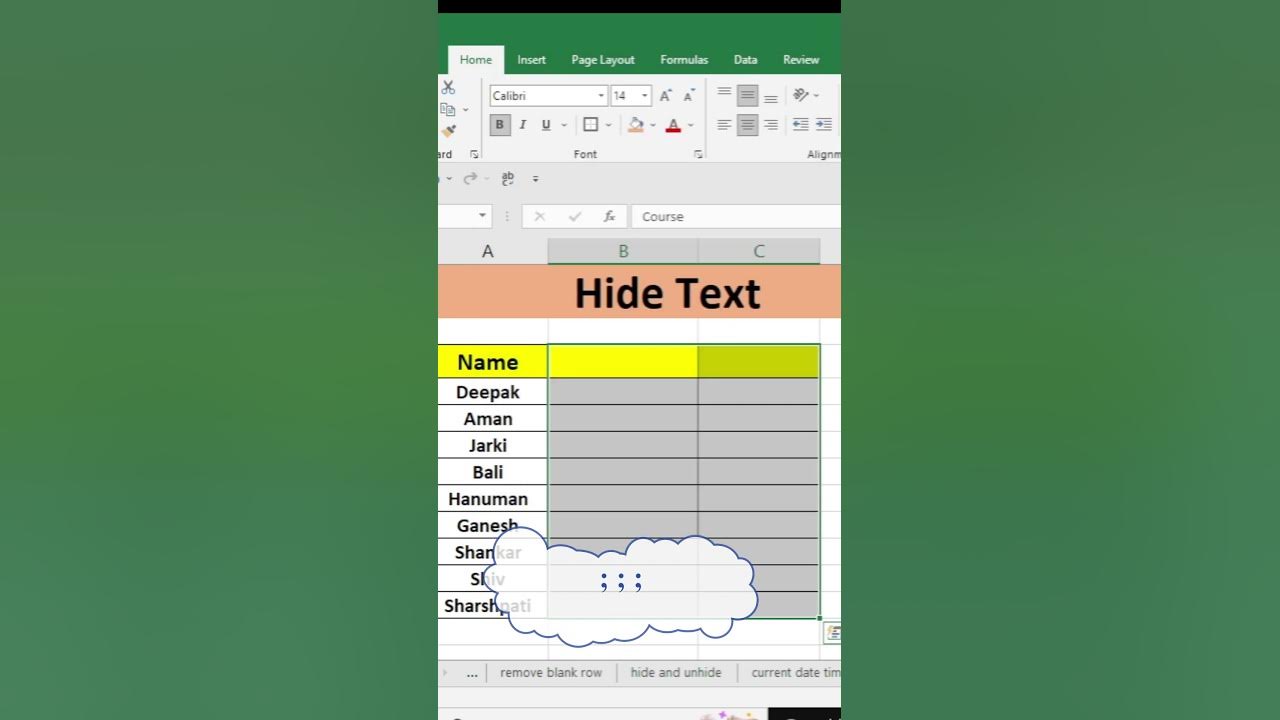 Hide Text Excel Me Text Ko Kaise Hide Kare How To Hide The Text Learning Master Youtube