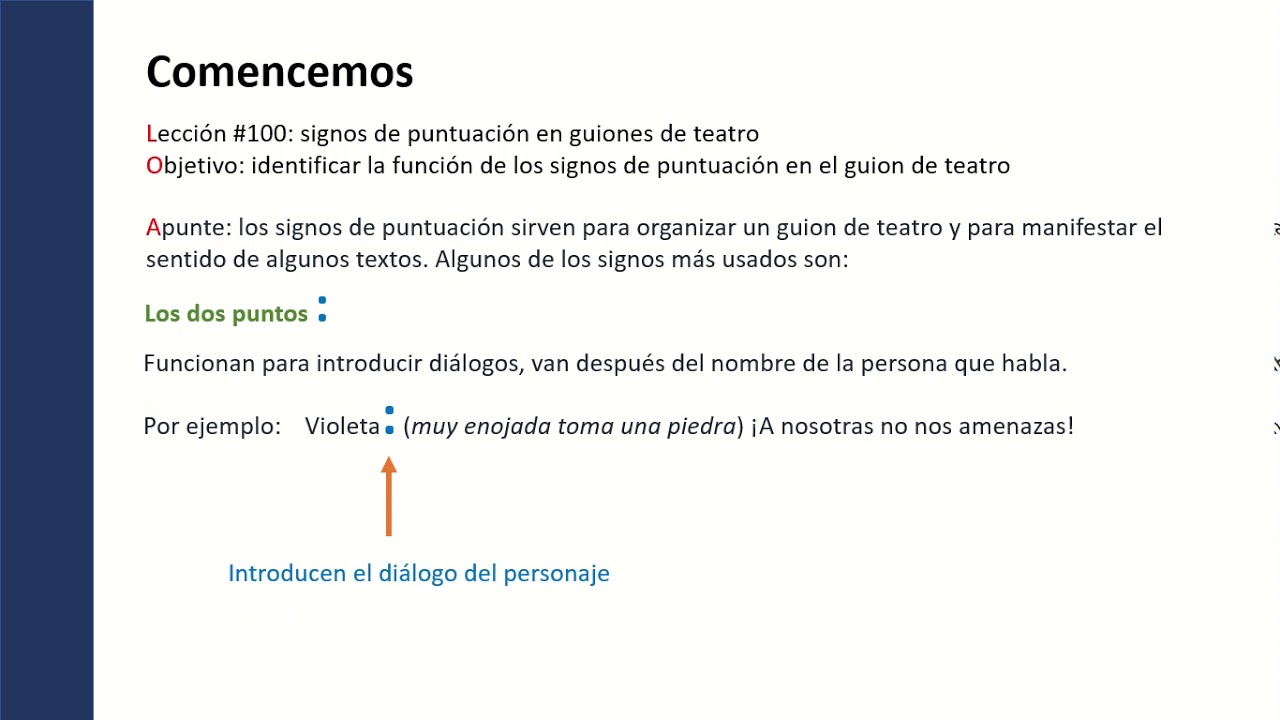 Signos de puntuación en guiones de teatro - 6to Primaria - Español ...