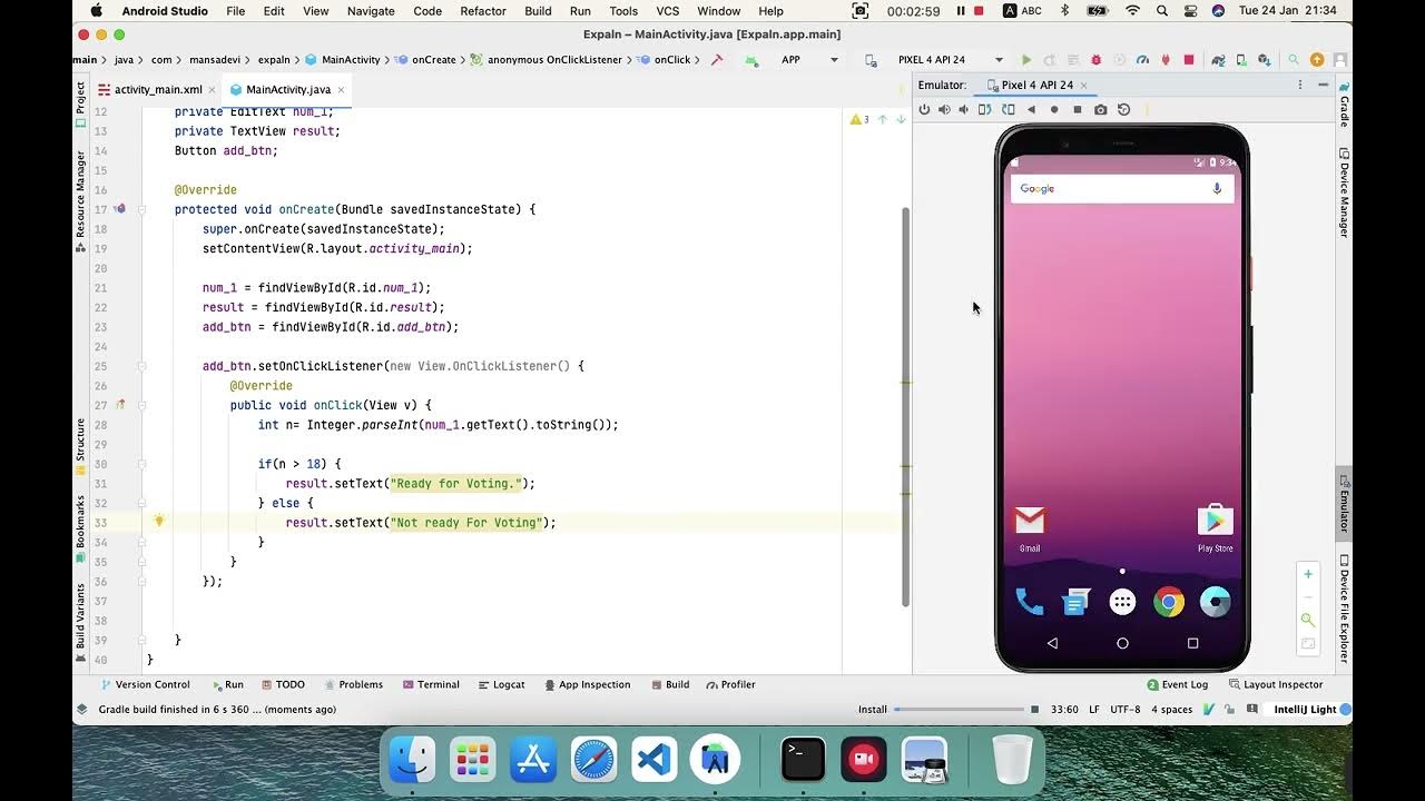 if else Statement in Android Studio easy - YouTube
