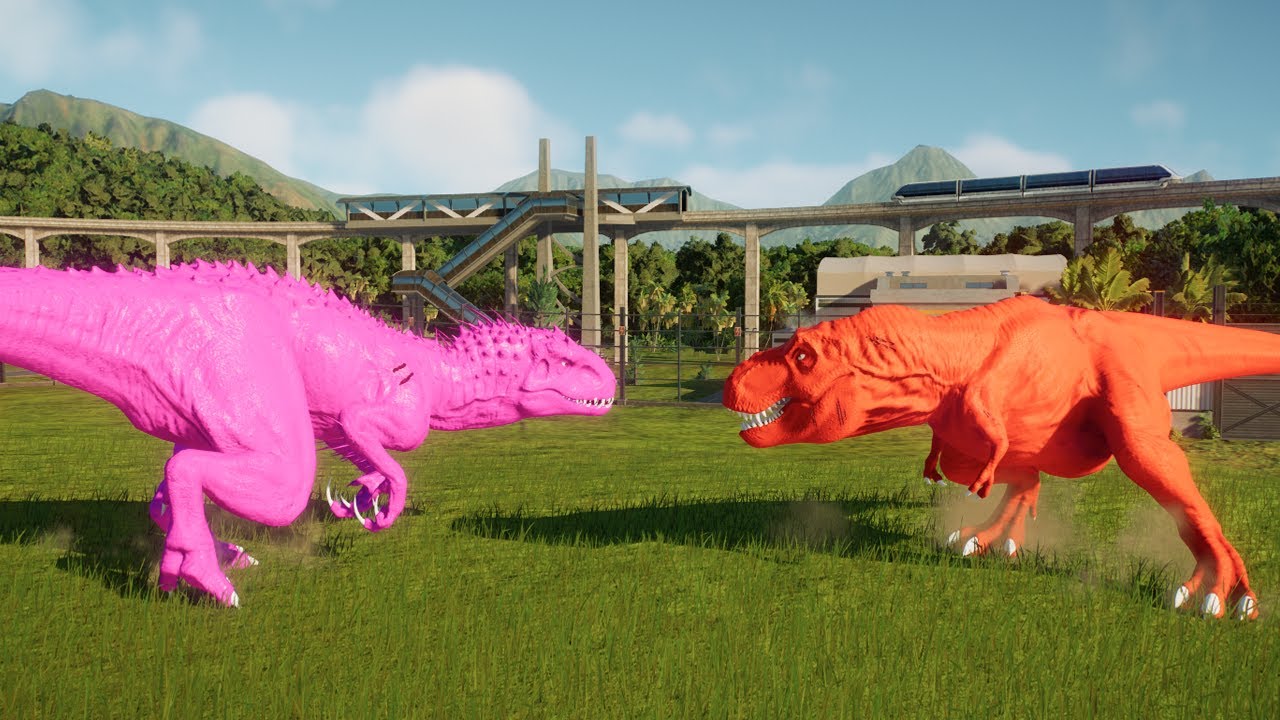Red T-Rex Vs Indominus Rex , Dinosaurs Battle - Jurassic World ...