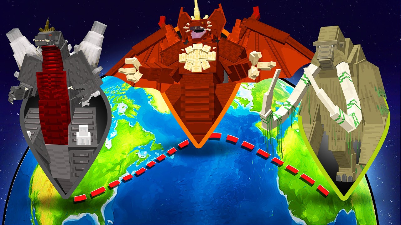 MODO DOMINAÇÃO dos KAIJUS DE GODZILLA 3 no MINECRAFT (Space Godzilla ...