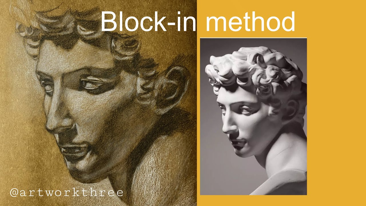 Drawing portrait by using block-in method - YouTube