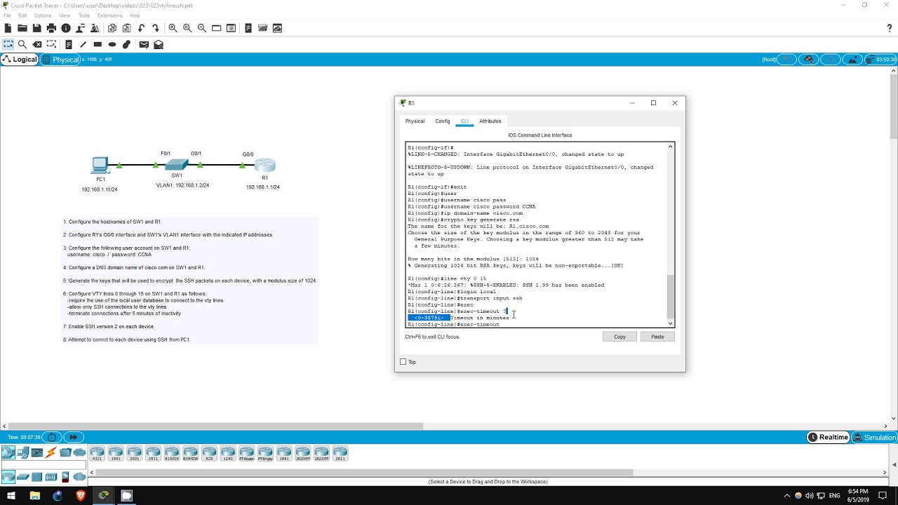 FREE CCNA Lab 023: SSH / VTY lines - YouTube