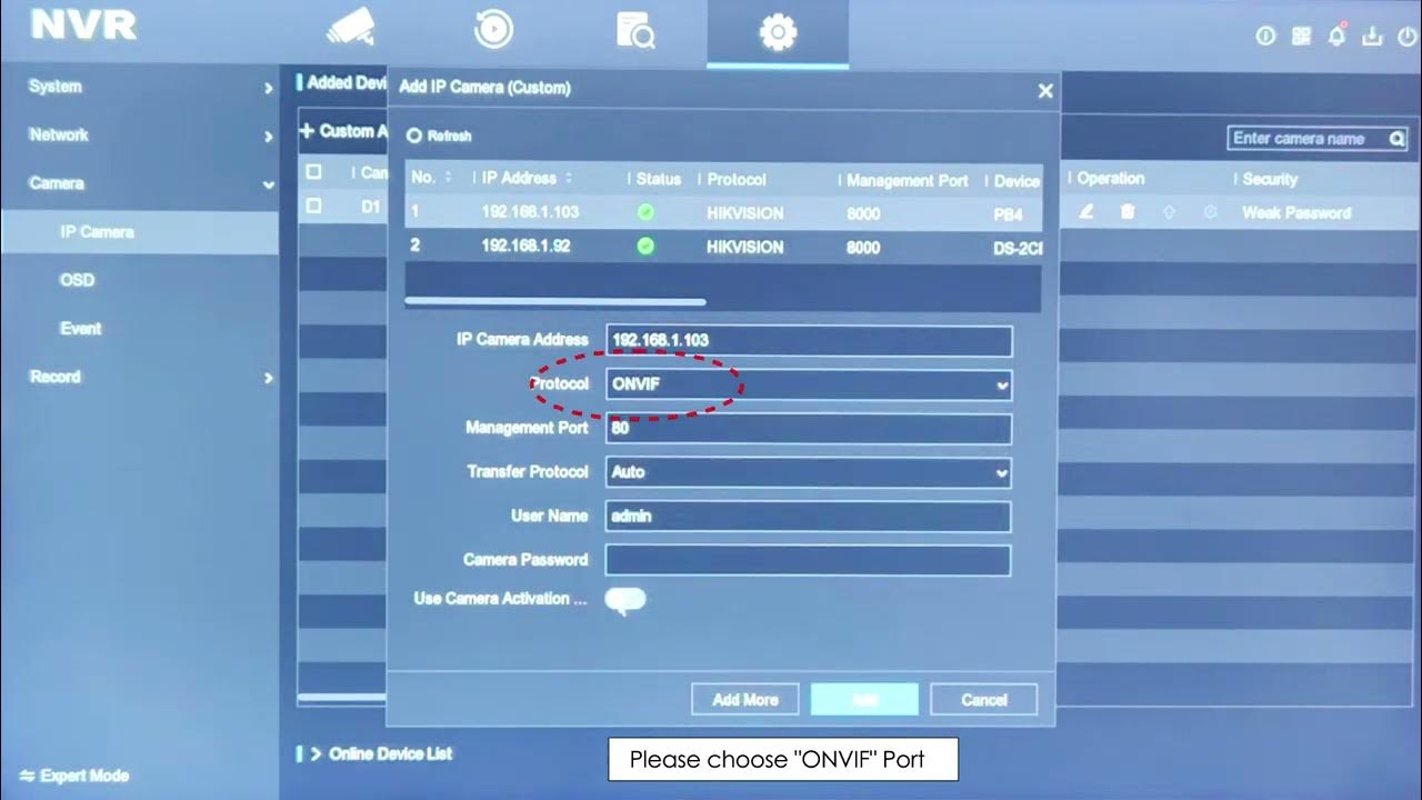 Hikvision NVR Add Third Party Onvif Camera - YouTube