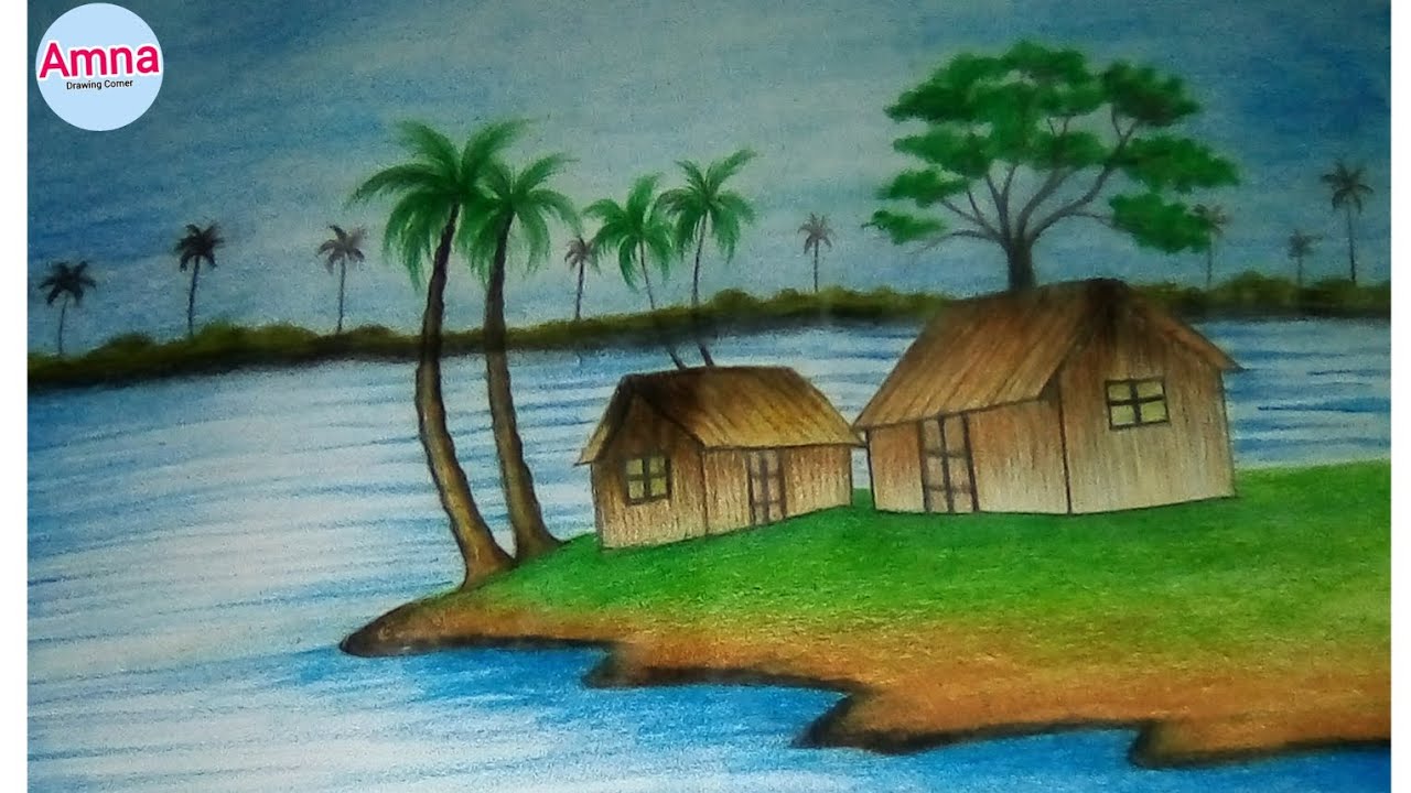 How to draw beautiful scenery drawing step by step | Easy | - YouTube