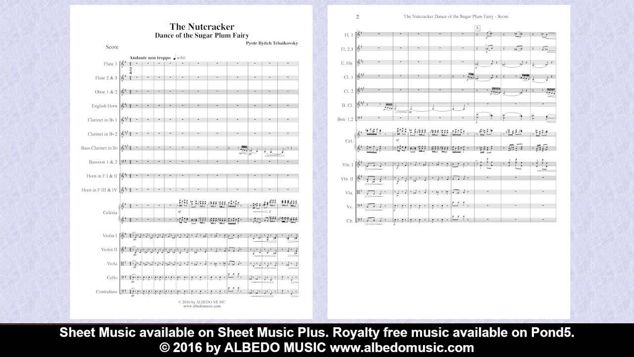Dance of the Sugar-Plum Fairy Tchaikovsky Nutcracker full score sheet ...