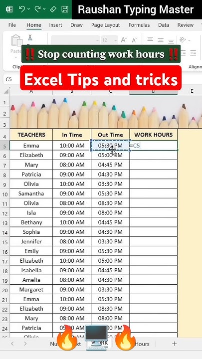 Working Hours Count in Excel #advanceexcel #excel #exceltips #exceltricks #raushantypingmaster ...