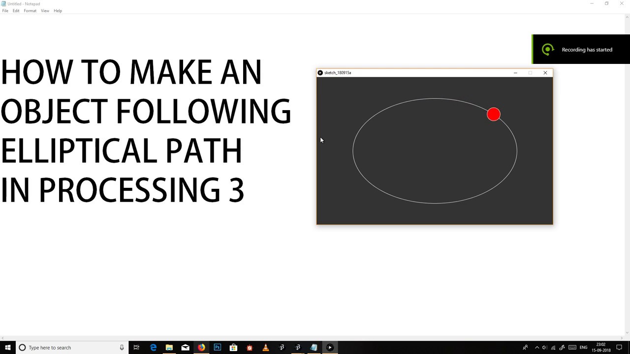 how to make object following elliptical path in processing 3? - YouTube
