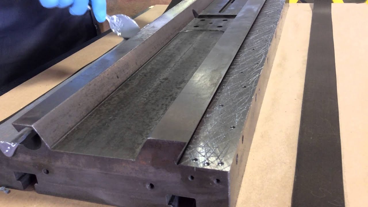 Next step: mix the Turcite glue and apply it to the newly cleaned and ...